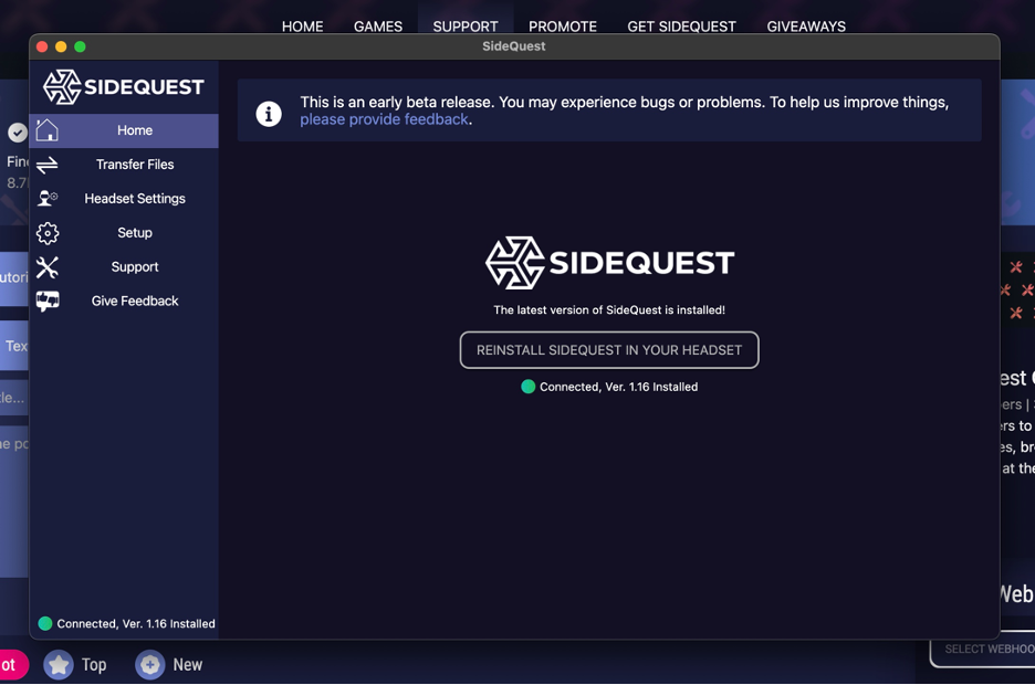 SideQuest Community ... Post: Sidequest app does n... SideQuest