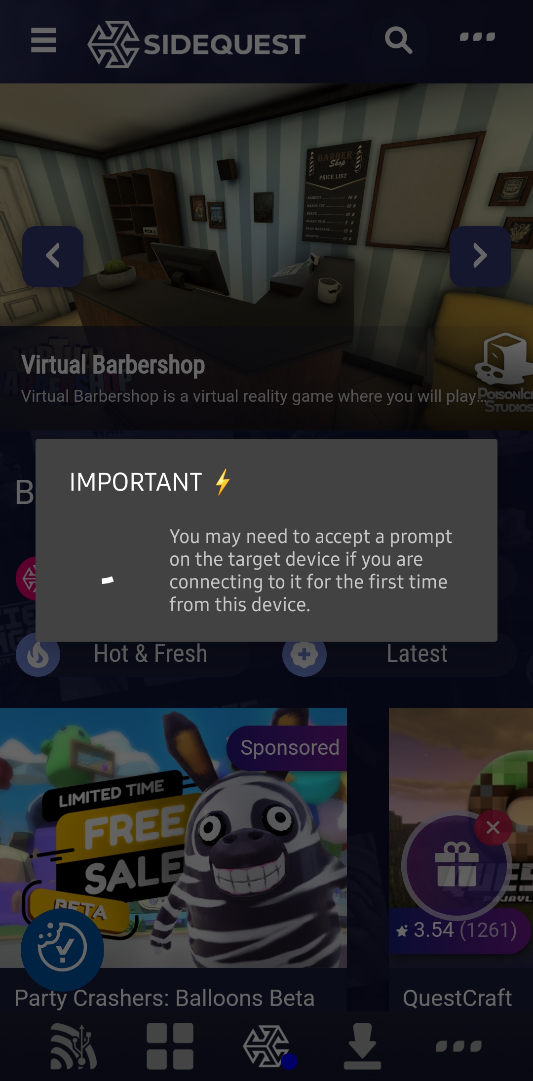 SideQuest Community ... Post: "Important ⚡️" popup not leaving phone screen - SideQuest