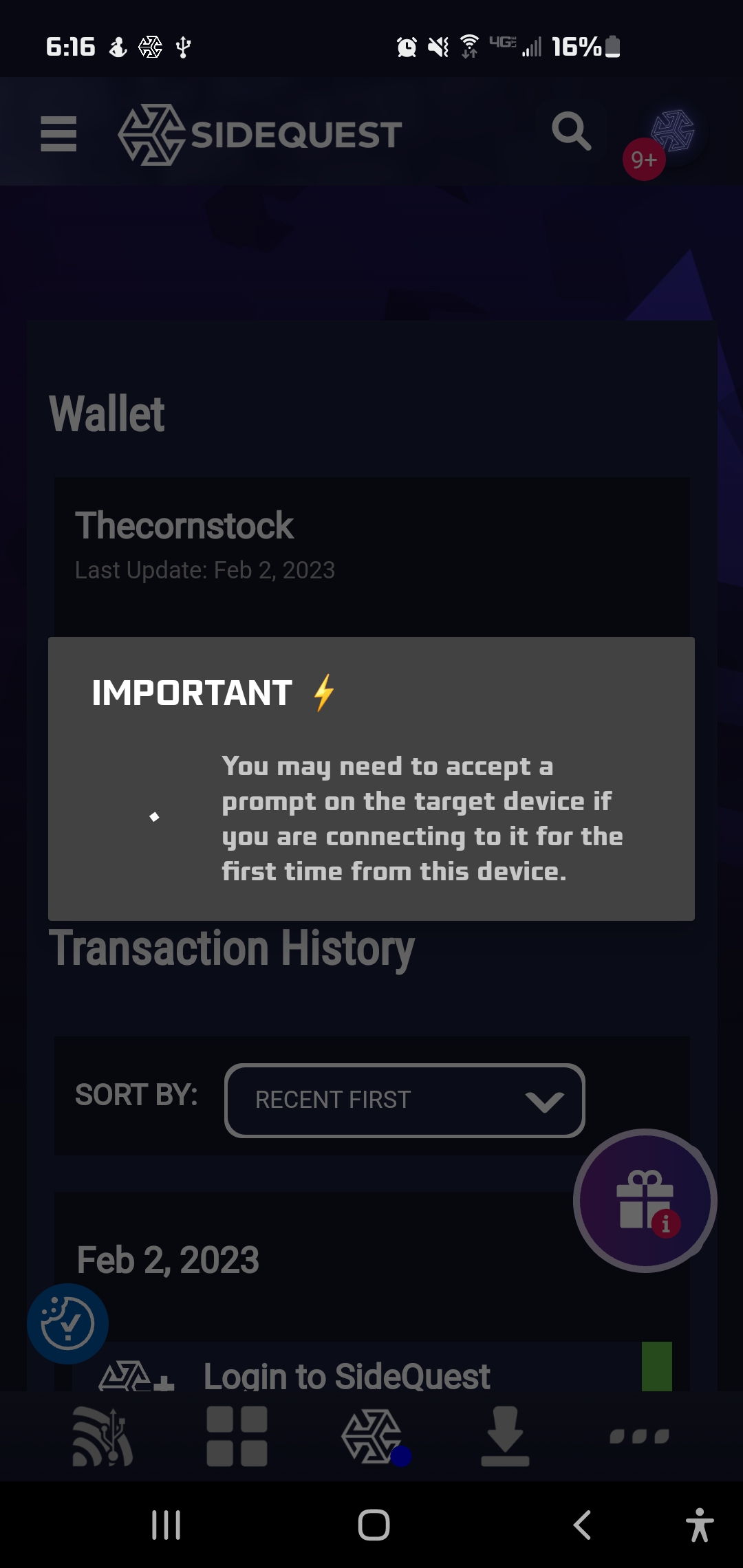 SideQuest Community ... Post: Prompt won't go away SideQuest