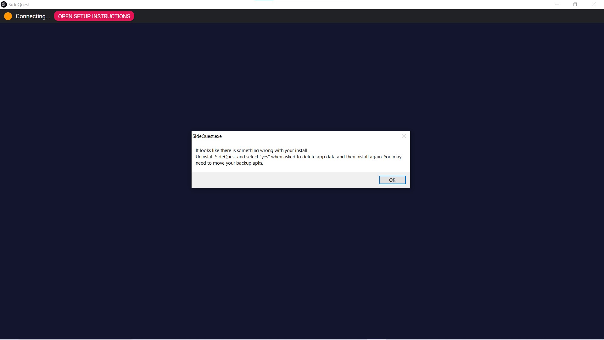 SideQuest Community ... Post: Install Errorit lo... SideQuest